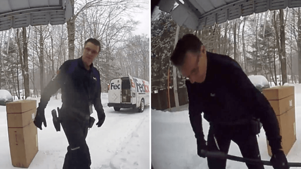 FedEx Driver Is Caught Shoveling Snow off of Customer’s Porch - Goalcast