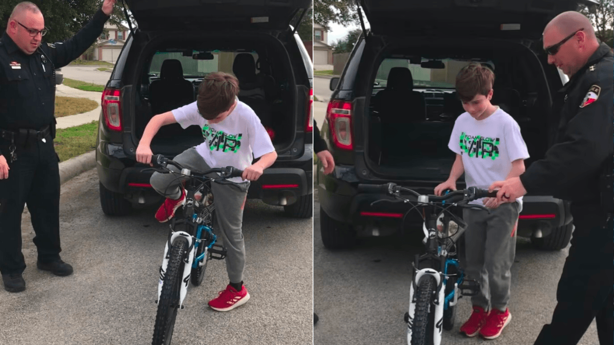 Cops Help Fix a Polite Kid's Bike and Surprise Him with Something More