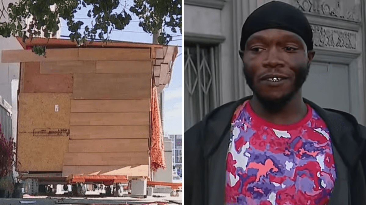 Homeless Man Builds Tiny House on Wheels on Sidewalk by Watching ...